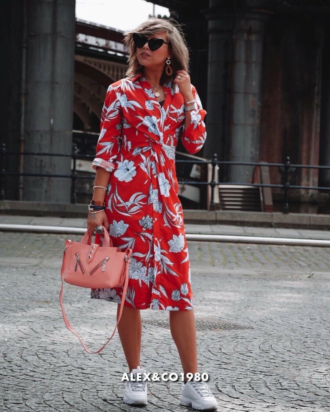 Zara + Red Floral Knotted Dress