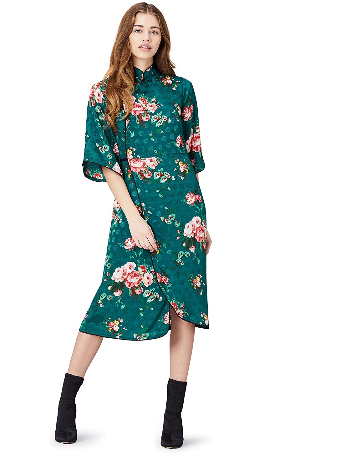 find. + Midi Floral Wrap Dress