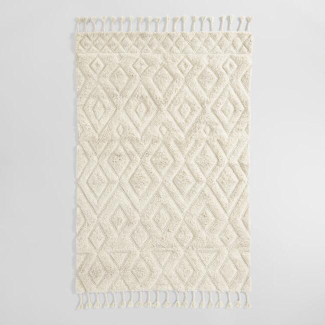 Cost Plus World Market + Ivory Diamond Wool Shag