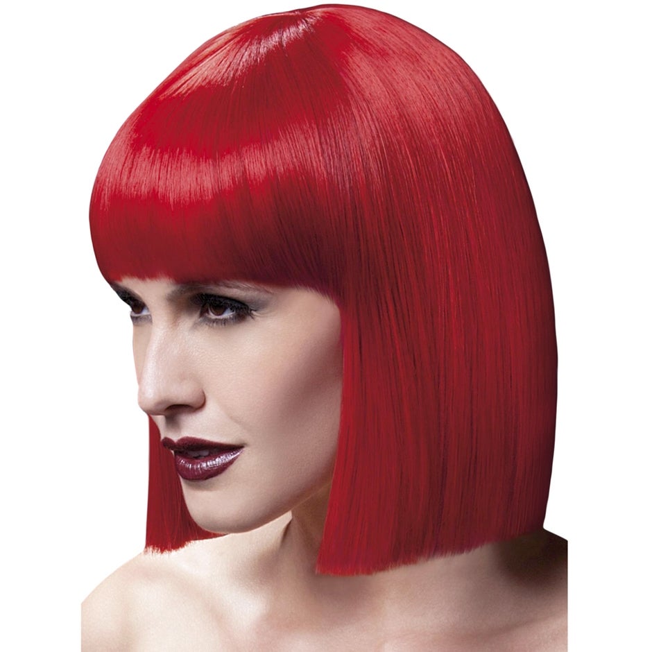 Fever + Red Blunt Cut Bob Wig with Fringe