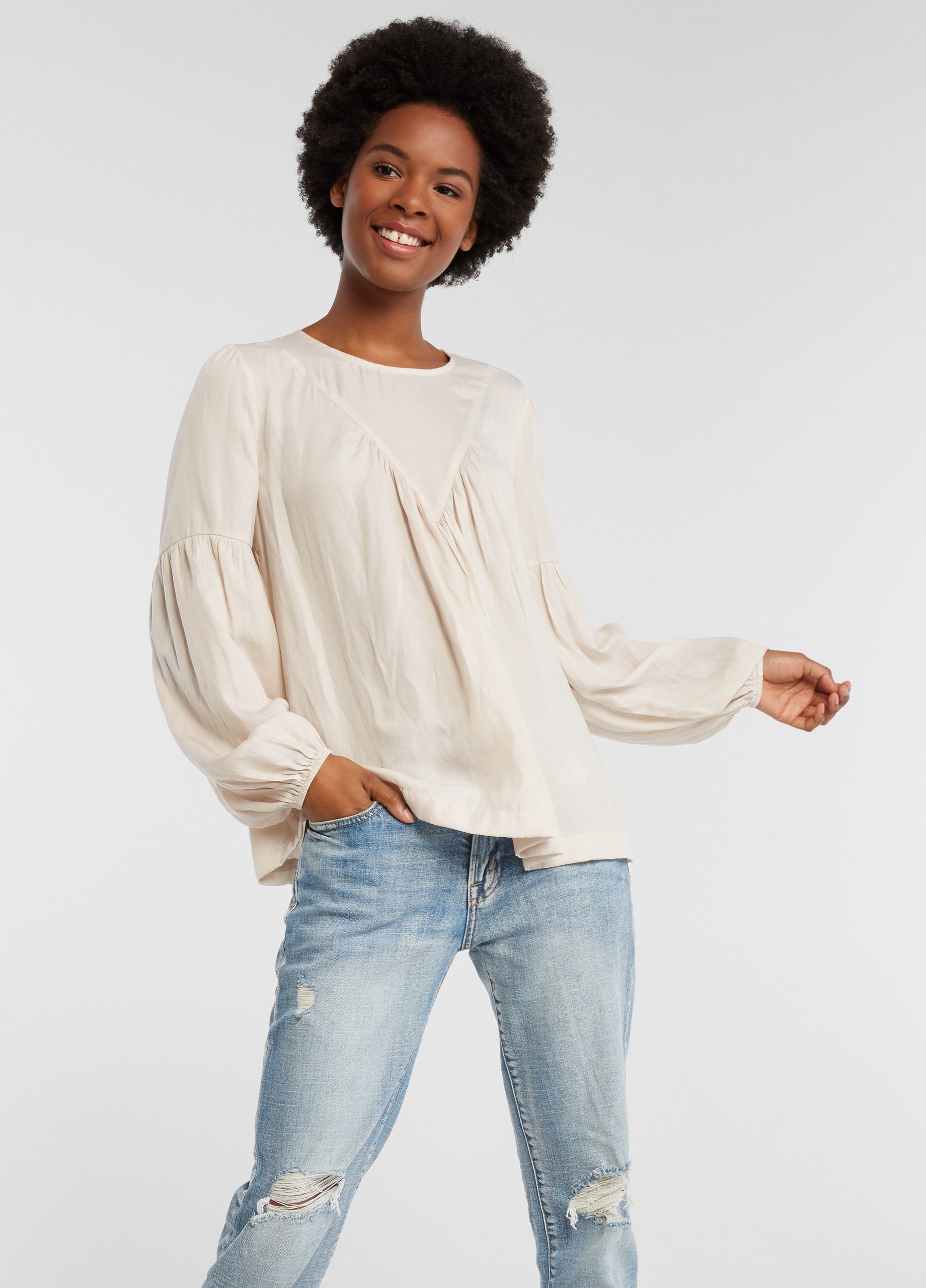 Mustard Seed + V Bib Peasant Blouse