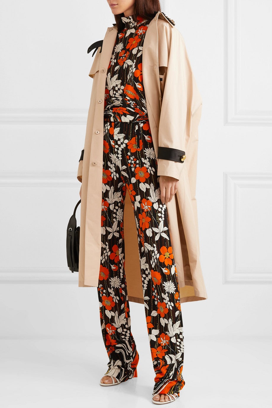 Prada + Studded Cotton Blend Twill Trench Coat