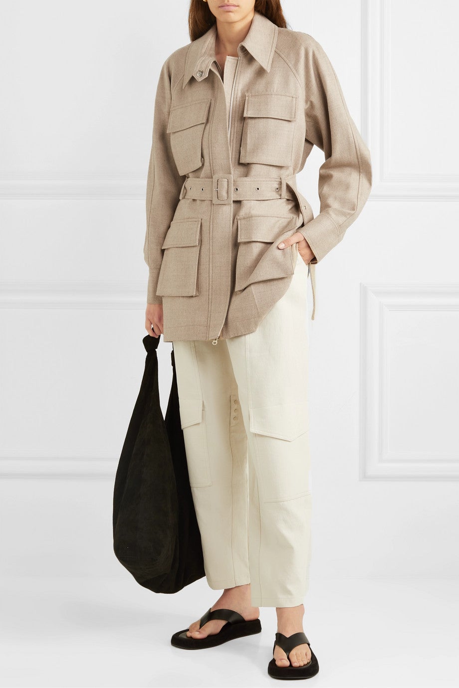 Low Classic + Belted mélange wool-blend jacket