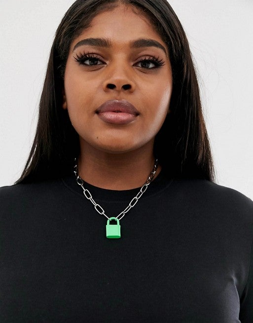Asos Curve Curve Padlock Necklace