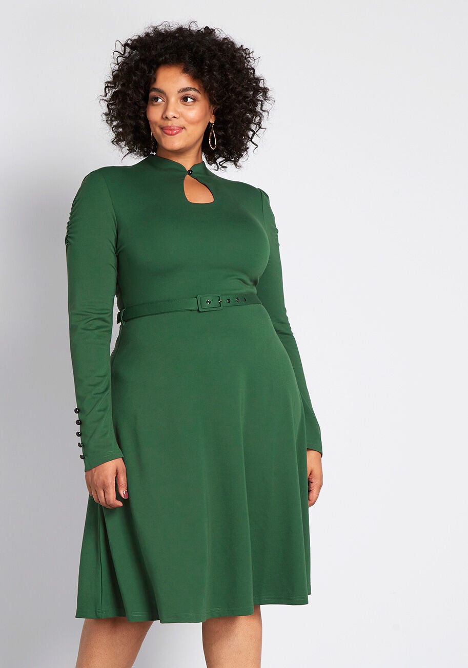 ModCloth + Detail-Oriented Long Sleeve Dress