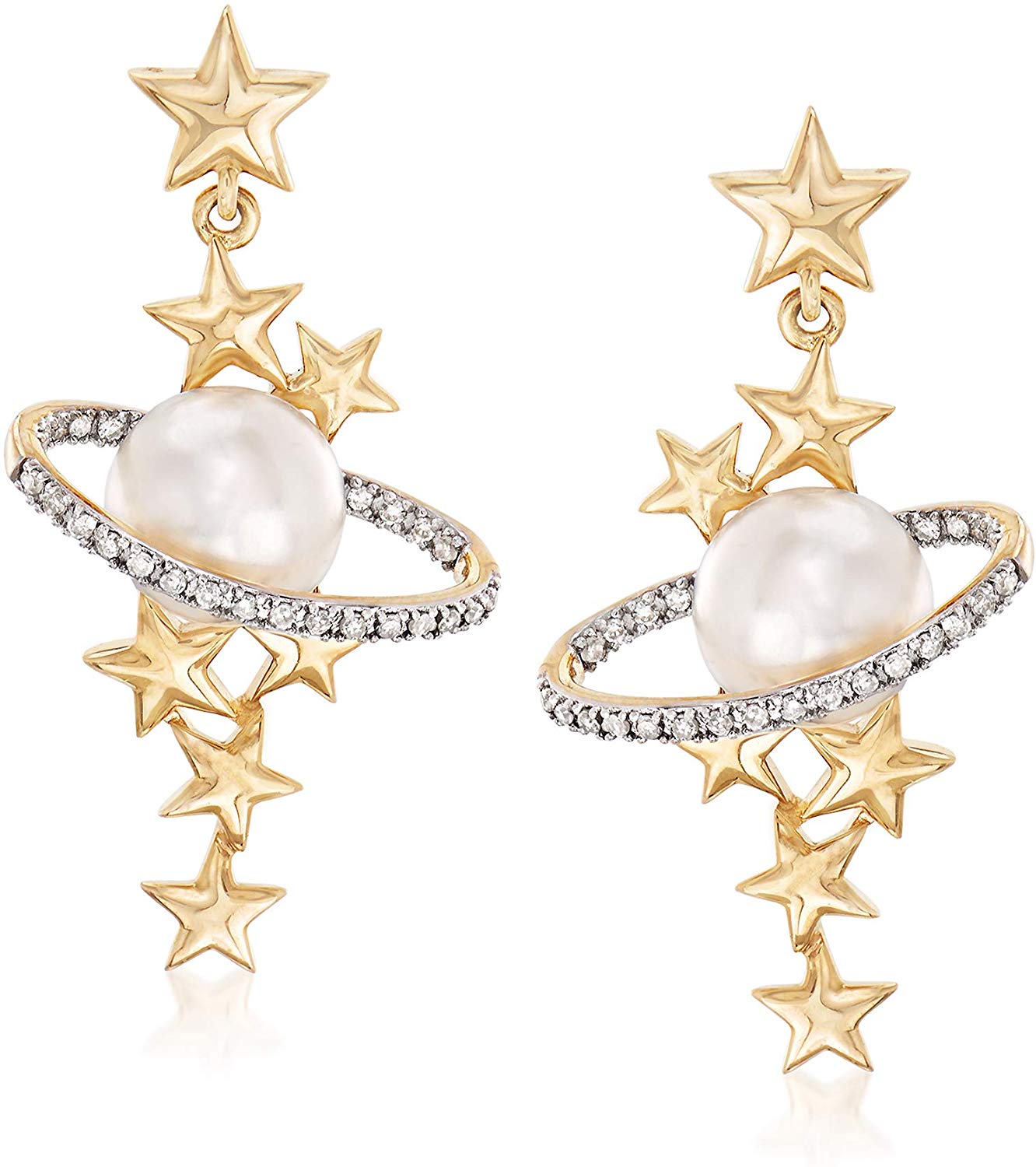 Ross Simons + Ross Simons Cultured Pearl Diamond Drop Earrings
