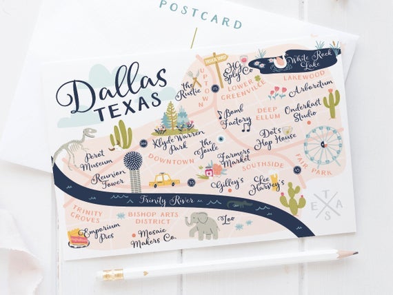 onderkaststudio + Postcard | Dallas, Texas City Map Illustration ...