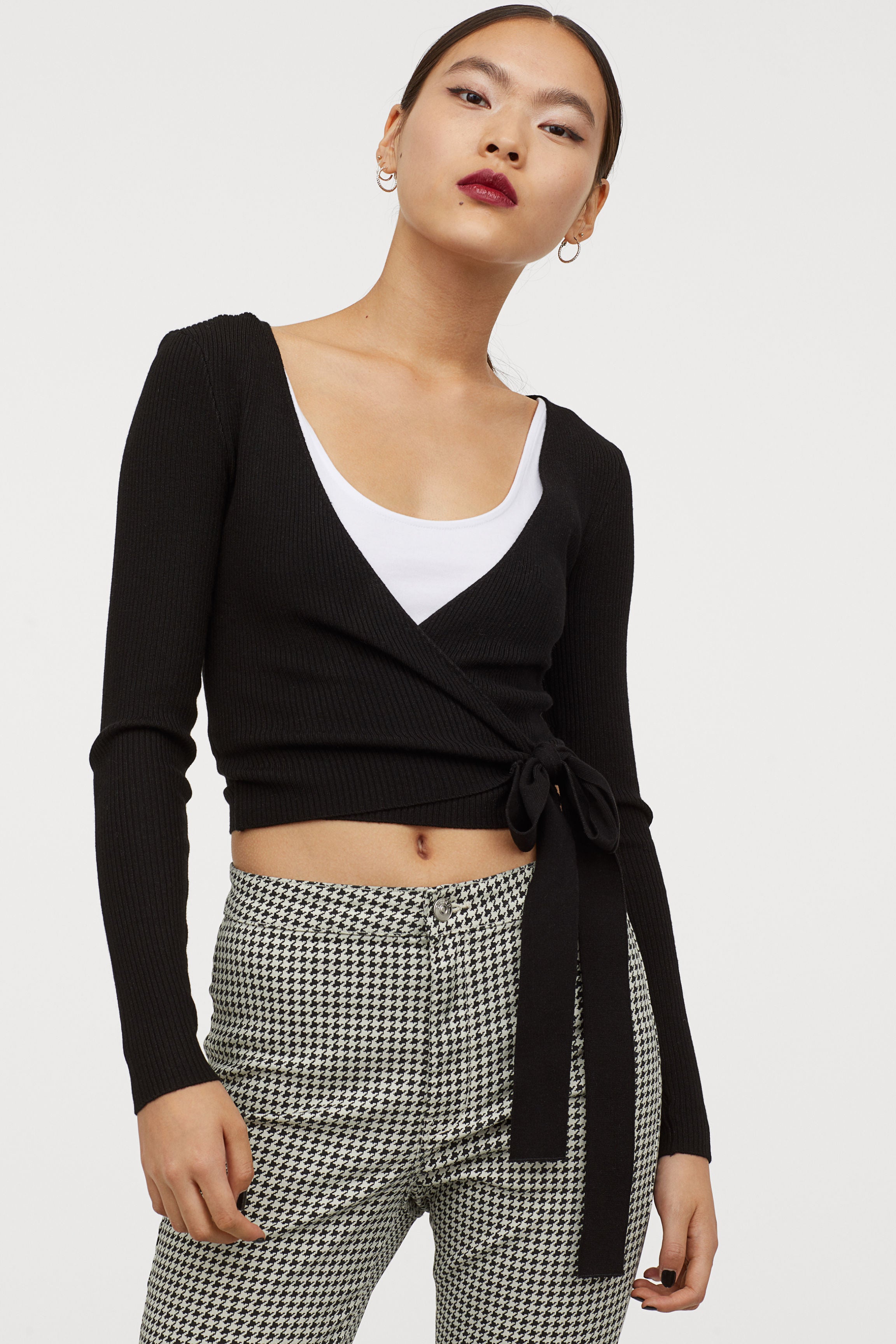 H&M + Ribbed Wrapover Top