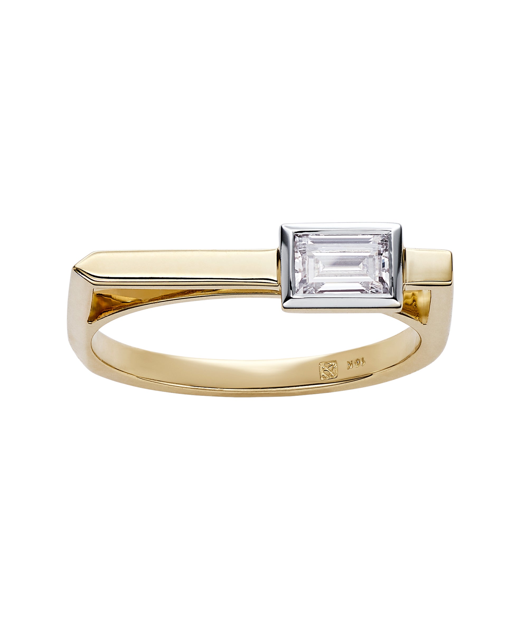 Lightbox + Baguette Linear Ring in White