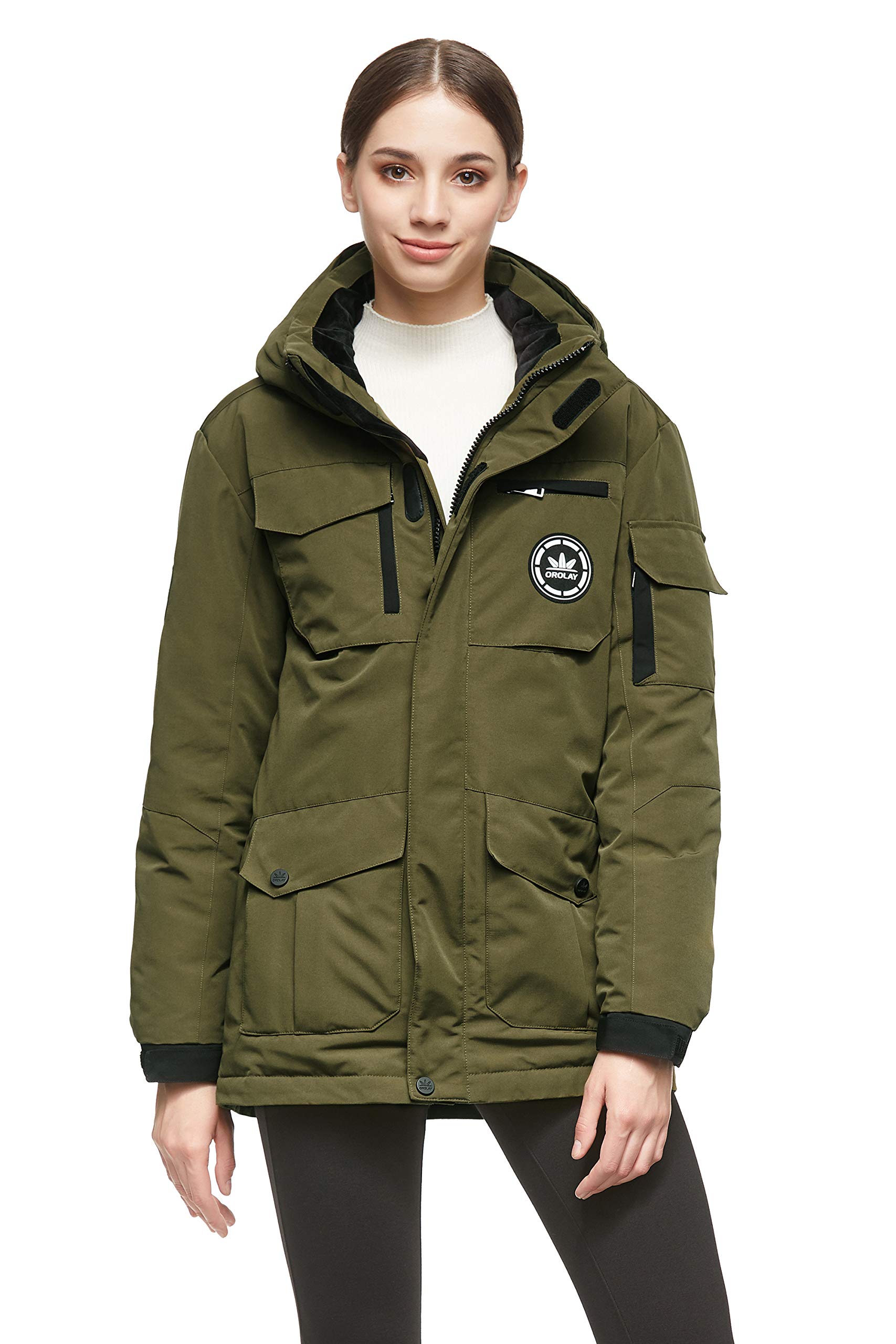 Orolay + Multiple Pockets Puffer Jacket with Removable Hood