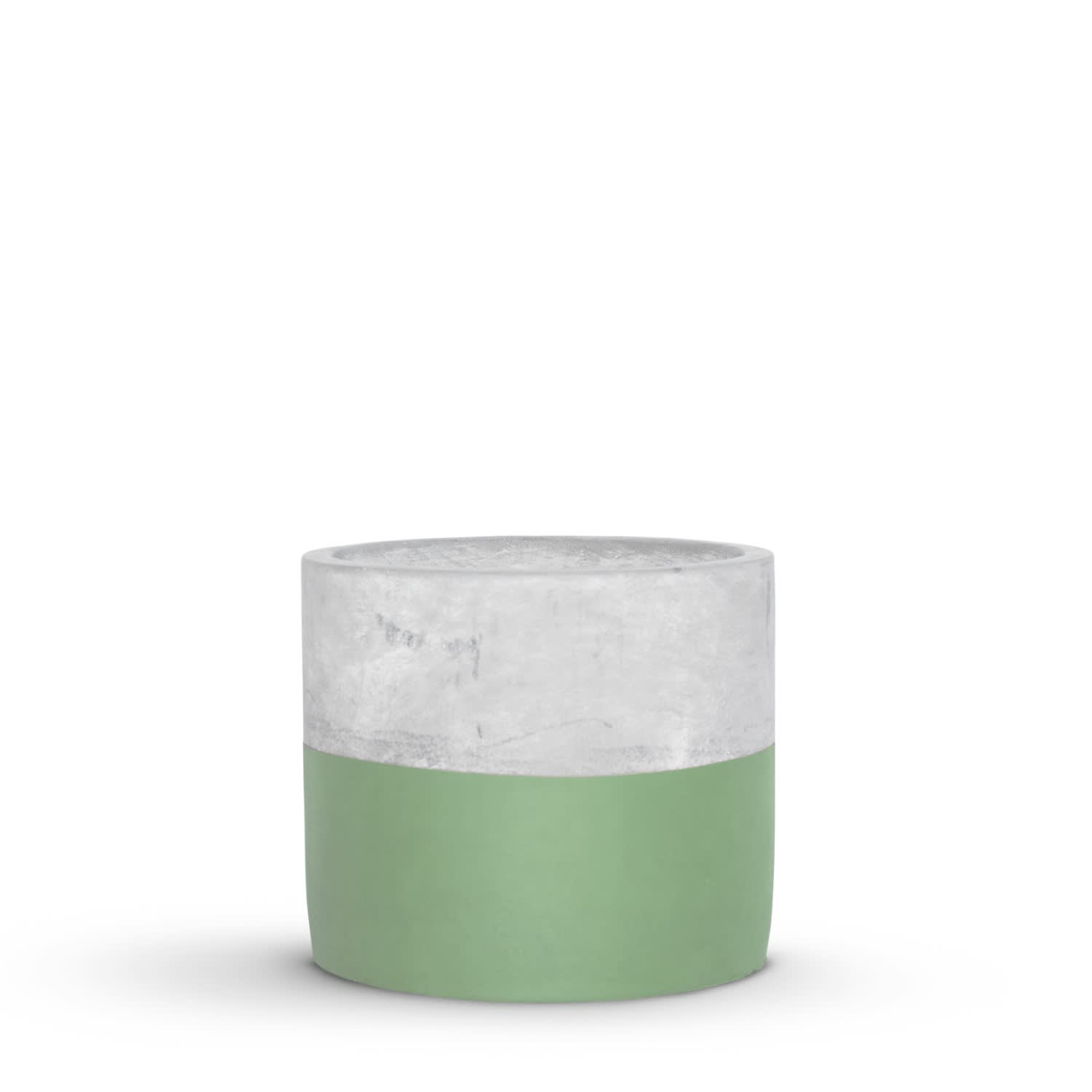 Pow Pots + Half Full Hand-Painted Concrete Plant Pot In Olive Green