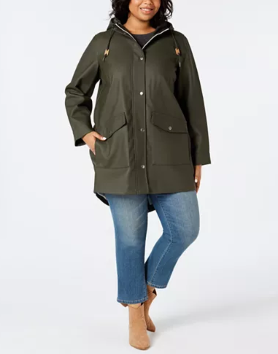 Levis + Trendy Plus Size Hooded Rain Parka Jacket
