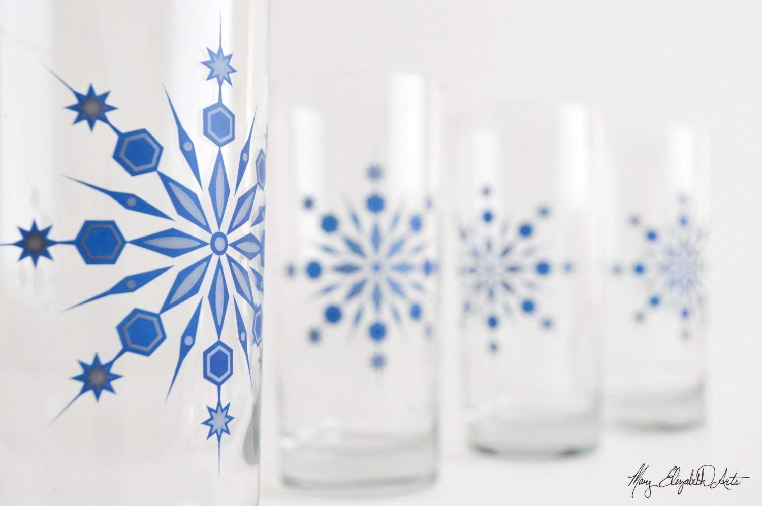 Mary Elizabeth Arts + Holiday Snowflake Drinking Glasses