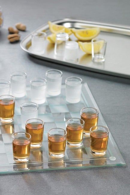 Jay Import + Clear Checker Shot Glass Game Set
