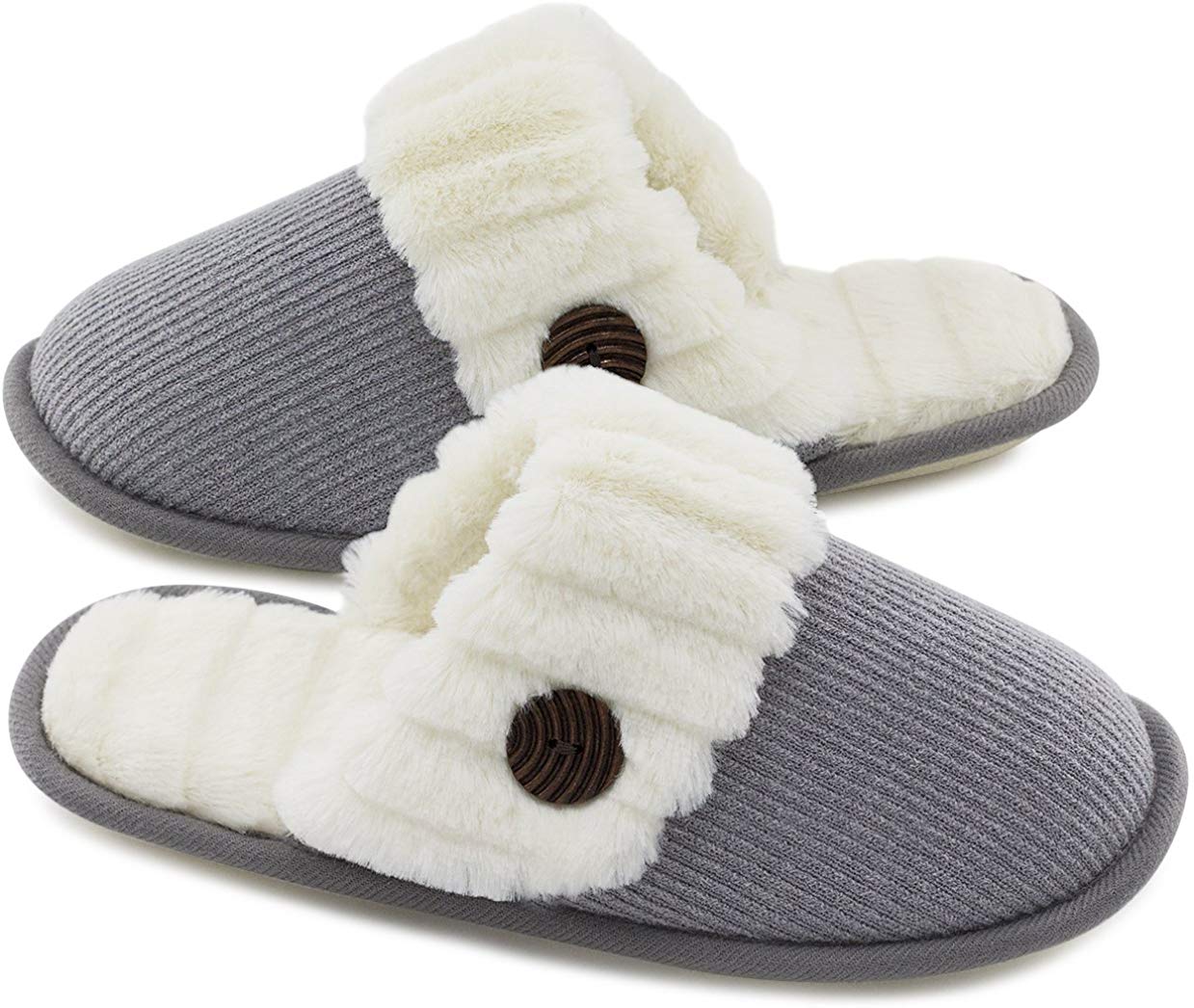 HomeTop + Knitted Memory Foam House Slippers