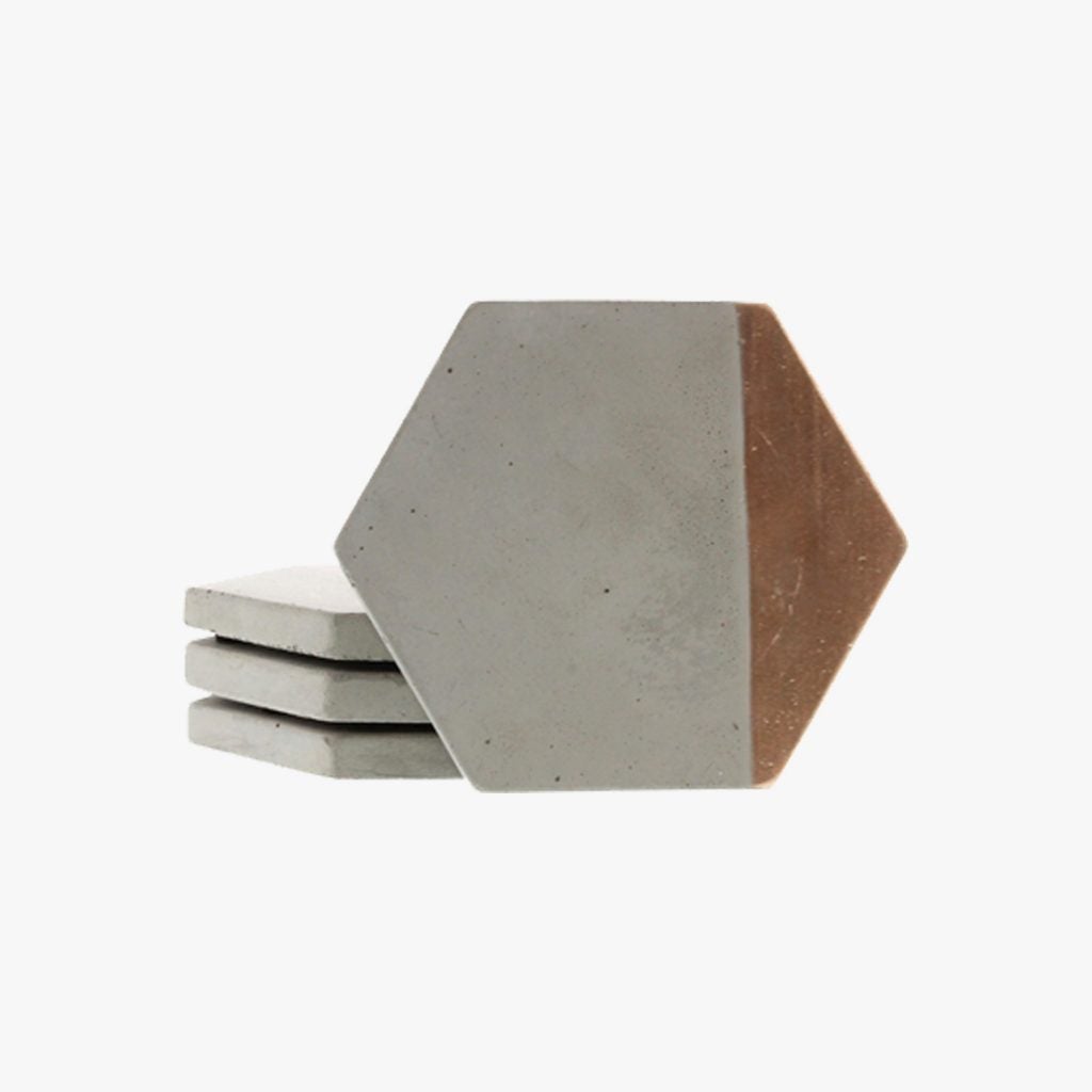 Dear Keaton + Copper Accent Cement Coaster Set