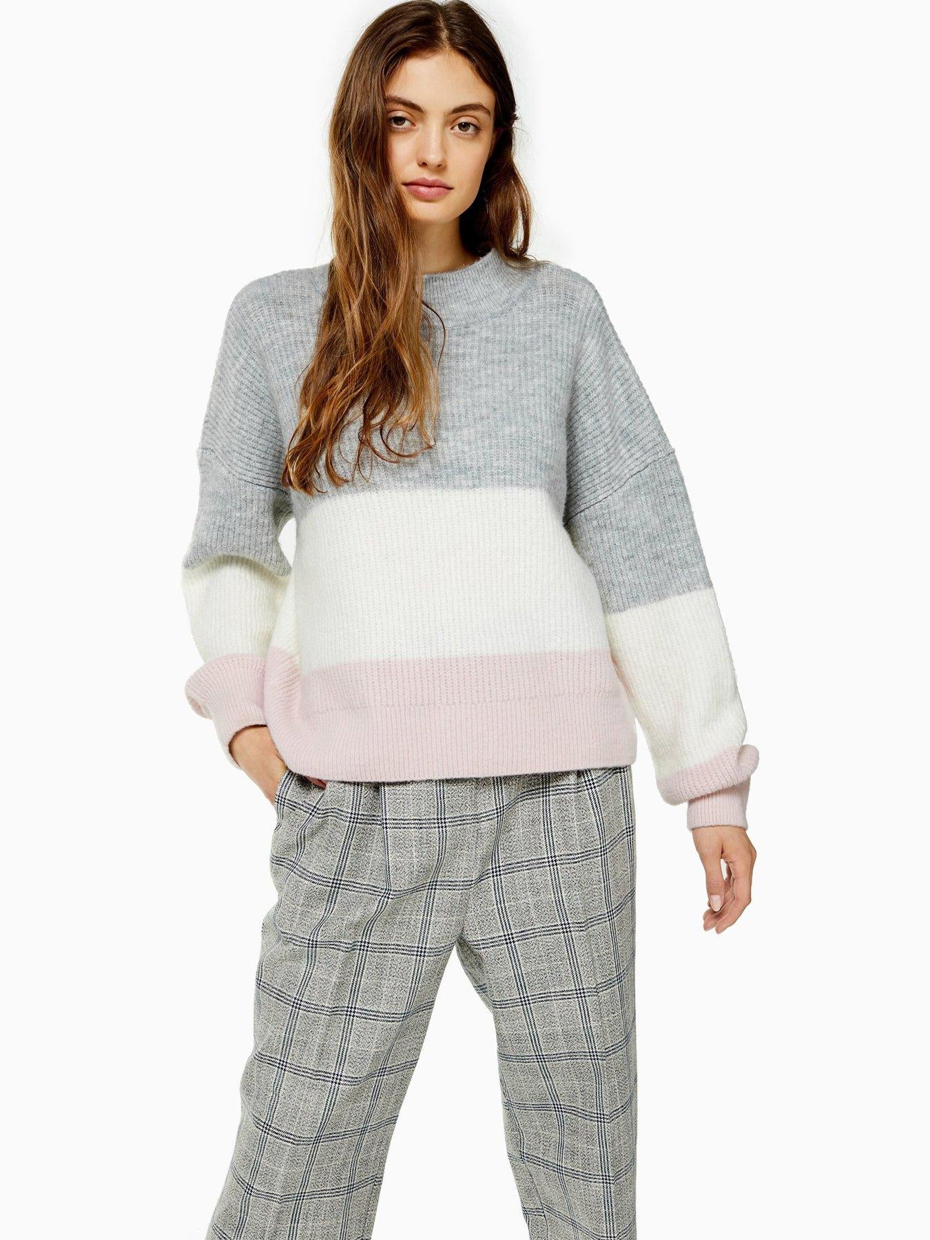 Topshop + Colour Block Stripe Jumper – Multi