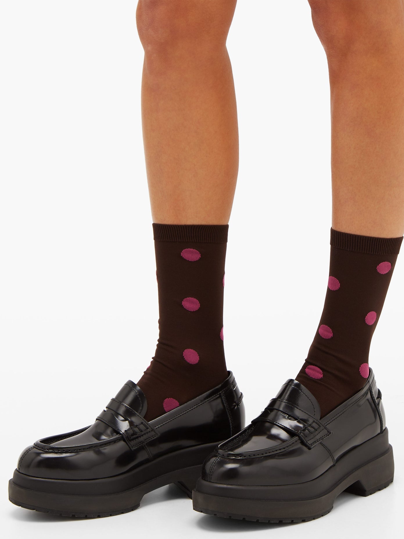 Ganni + Polka-Dot Stretch-Jersey Ankle Socks