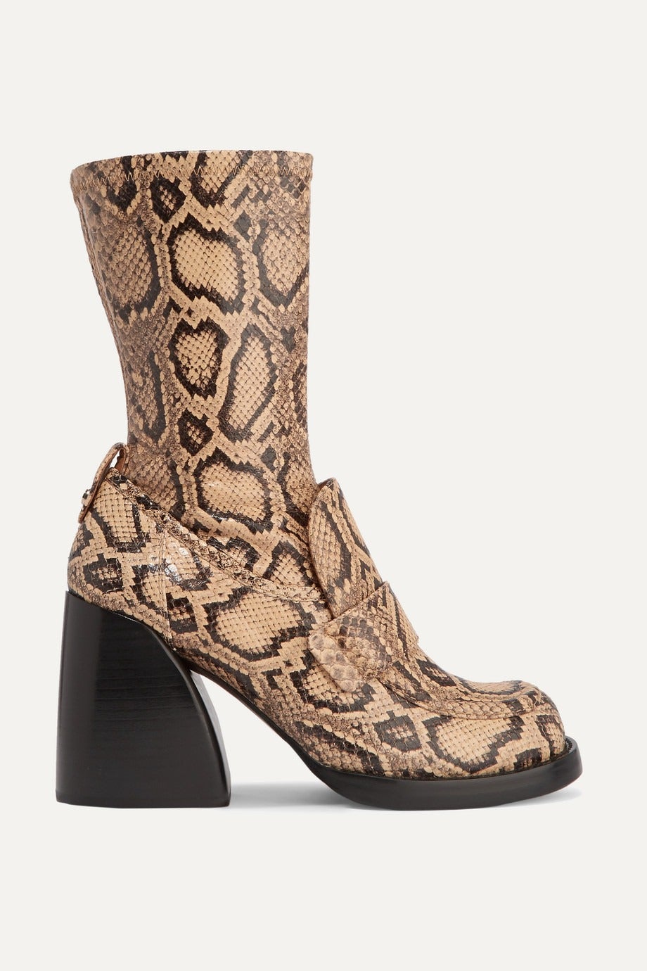 Chloé + Adelie Python-Effect Leather Ankle Boots