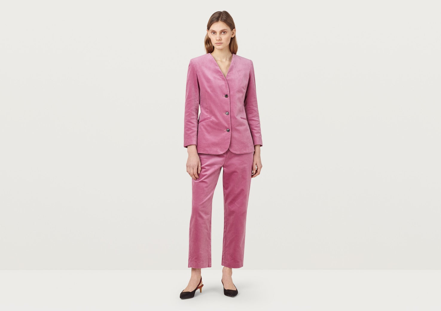 Finery London + Alsace Rose Pink Velvet Blazer Jacket