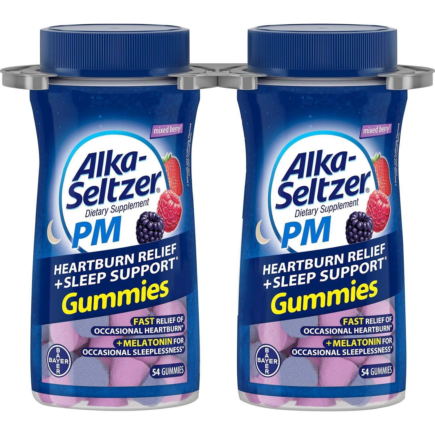 Alka Seltzer + PM Heartburn Relief + Sleep Support Gummies, Mixed Berry ...