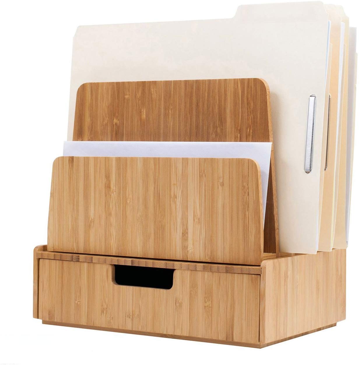MobileVision + Bamboo Desktop Tray, File Folder Holder, & Drawer Set