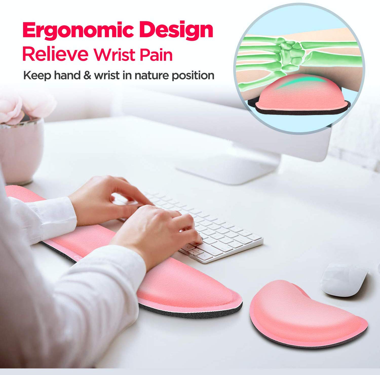 Gimars + Mouse & Keyboard Wrist-Support Cushion