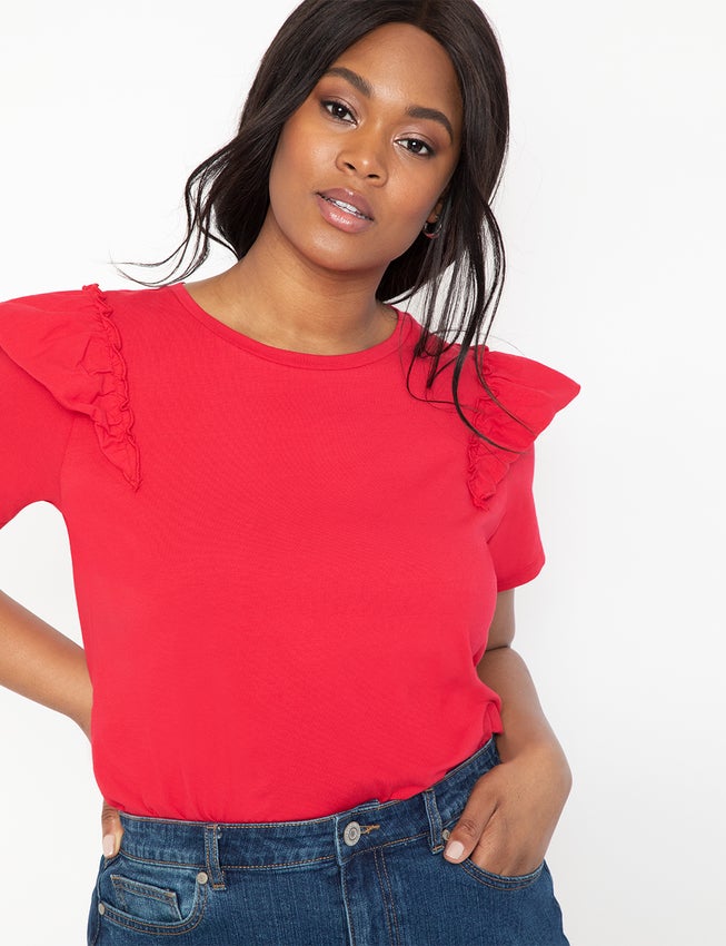 Eloquii + Ruffle Shoulder Tee