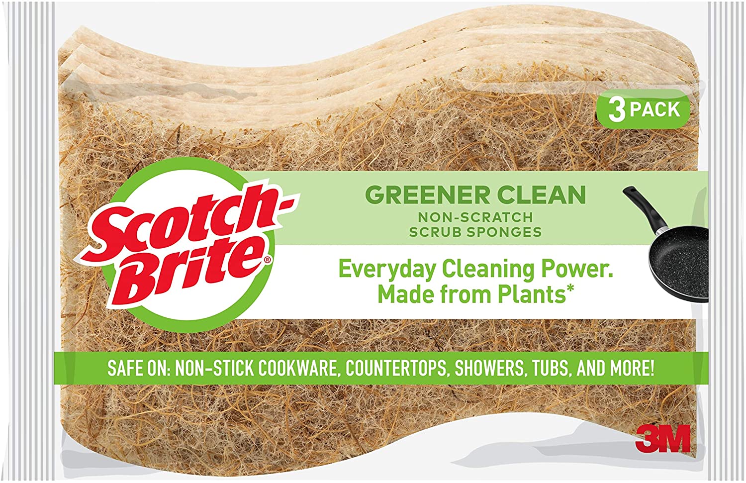 Scotch-Brite + Greener Clean Natural Fiber Non-Scratch Scrub Sponges ...