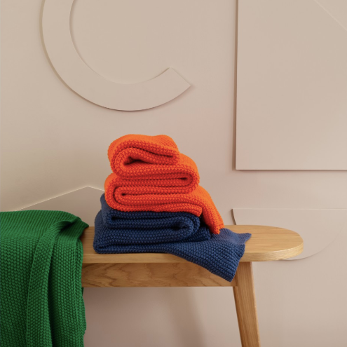 Habitat + Orange knitted cotton throw