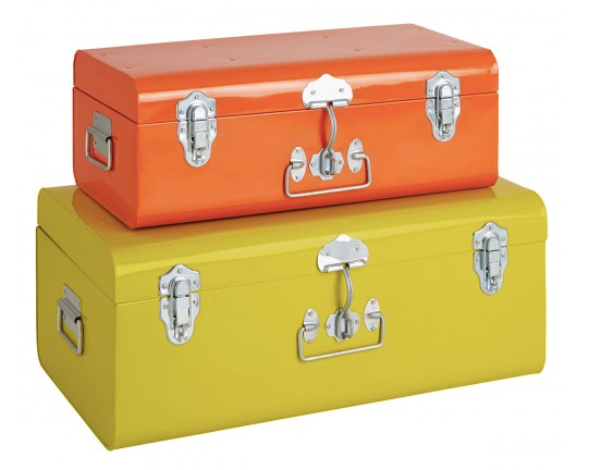 Habitat + Set of 2 metal storage trunks with silver clasps