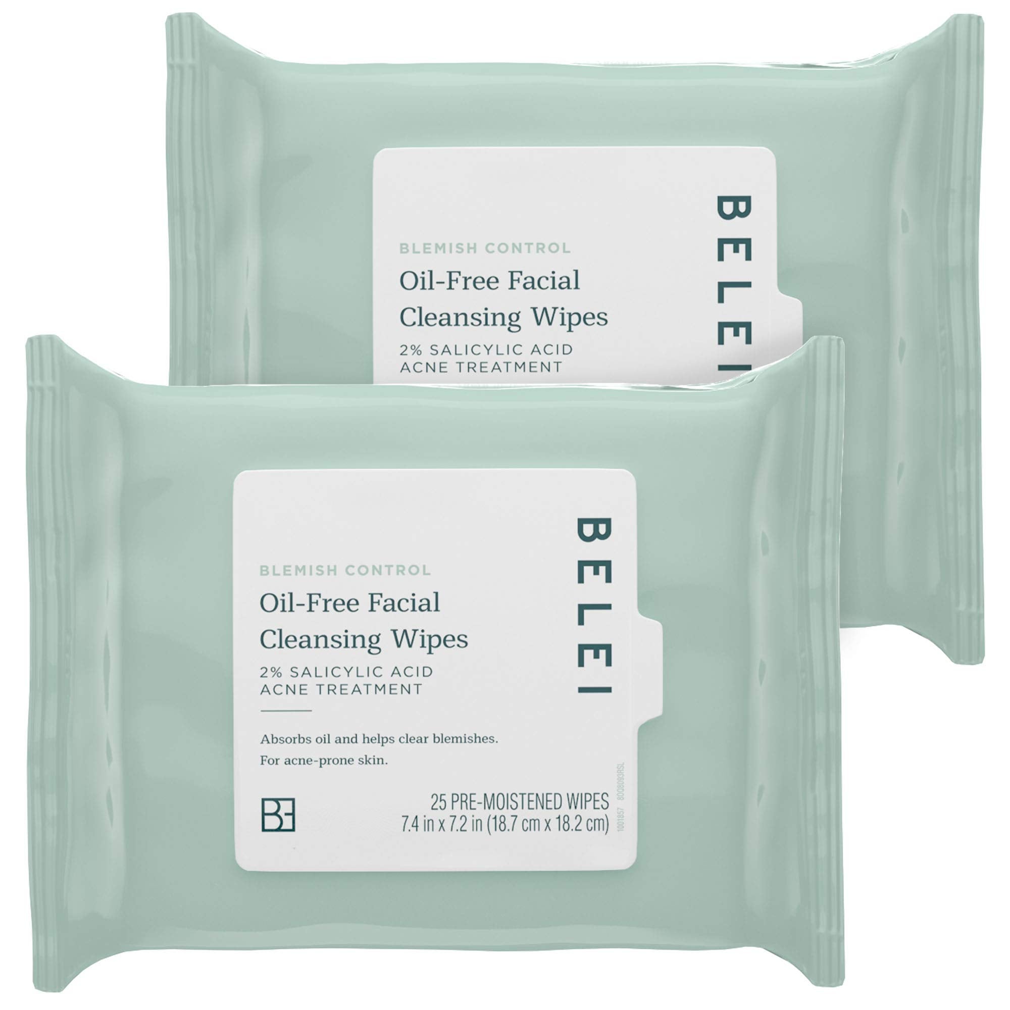Belei + Oil-Free Blemish Control Facial Cleansing Wipes (Pack of 2)