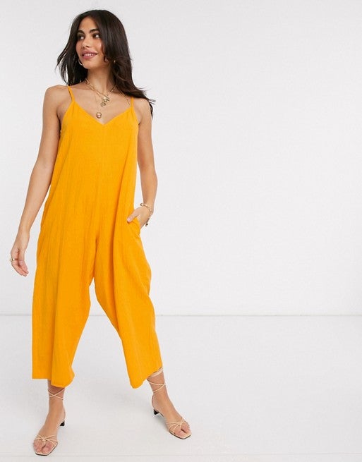 ASOS DESIGN + Lounge linen cami jumpsuit