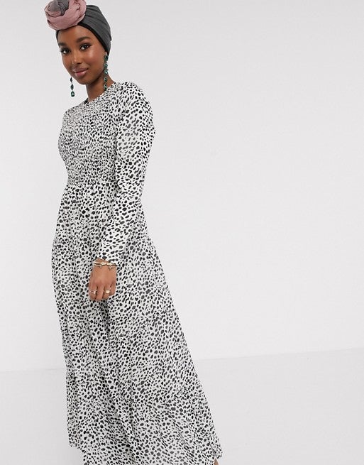 Asos Design Shirred Tiered Maxi Dress