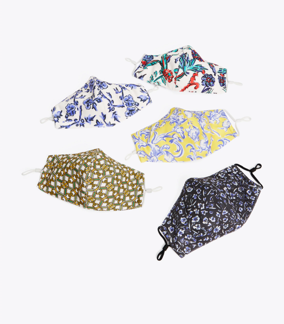 Tory Burch + Printed Face Mask, Set of 5